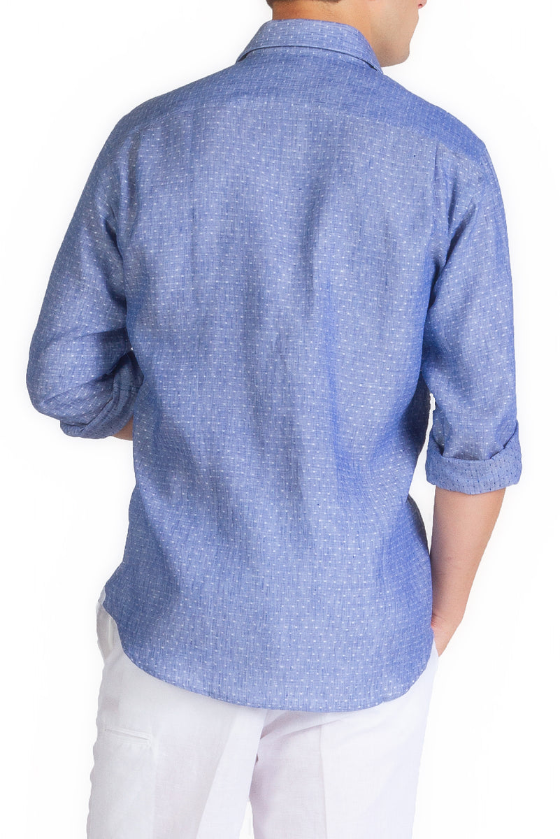 Men's Royal Blue Designer Linen Button Up - by SCARCI Italian Wear